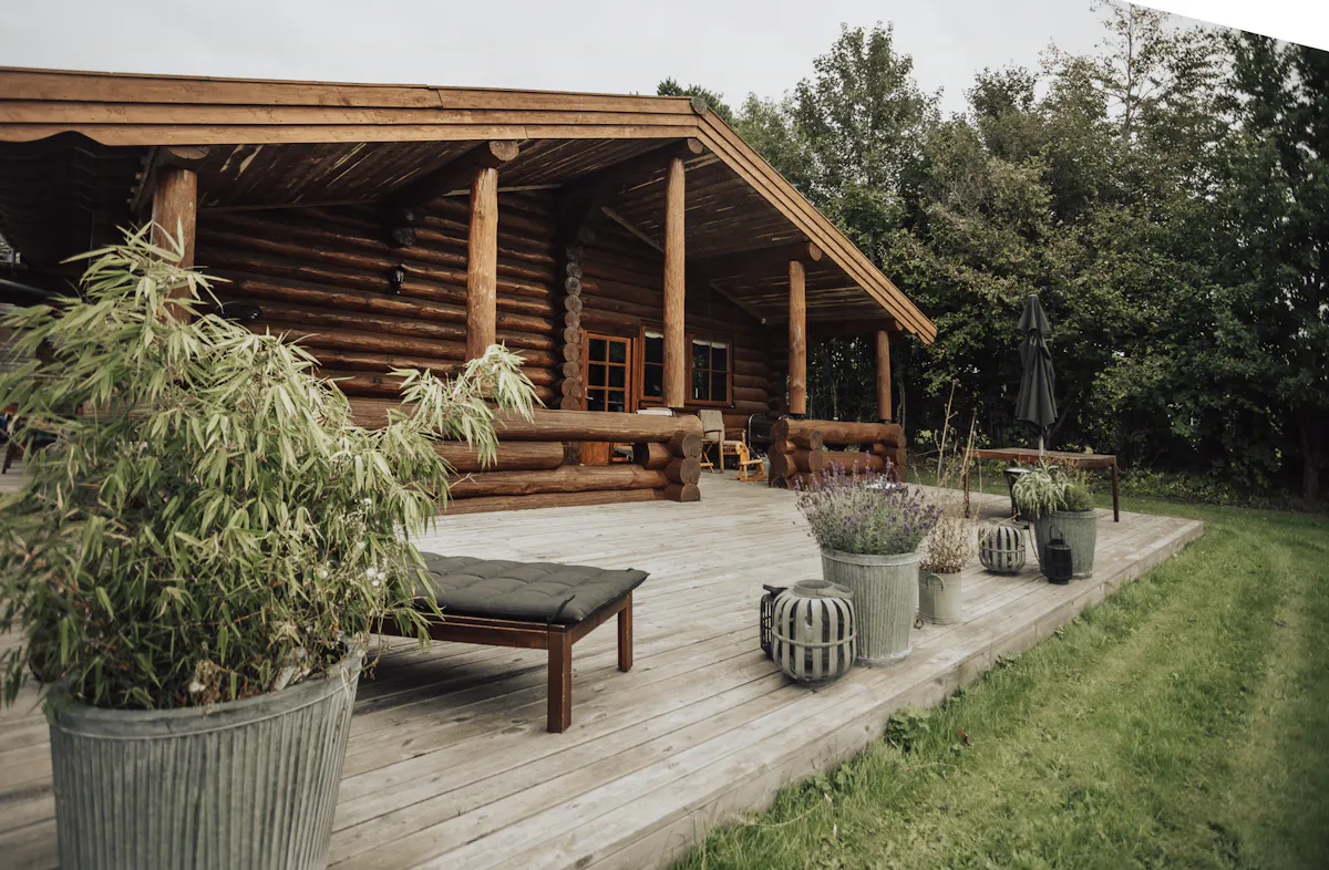 Modernes Blockhaus von Dalby Huse Strand